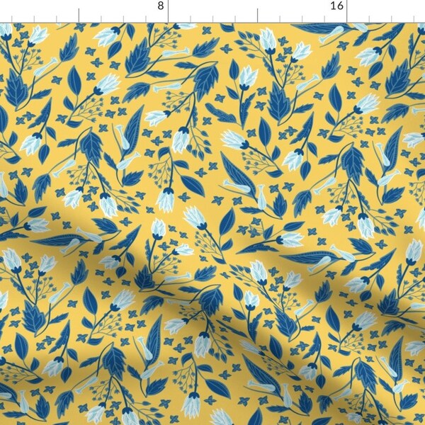 Blue Yellow Fabric - Etsy