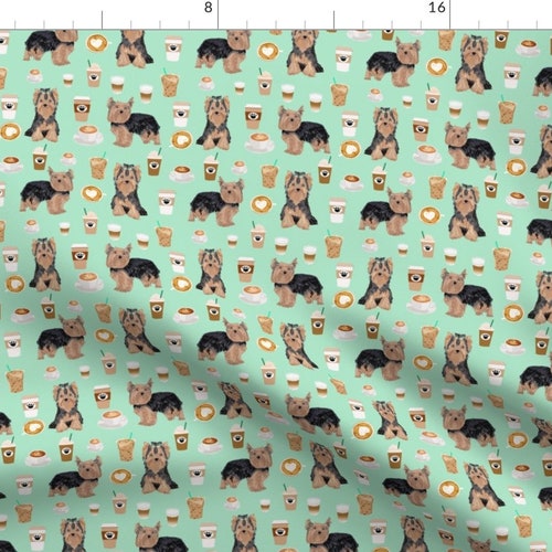 Yorkie Fabric Yorkie Coffee Yorkshire Terrier Design Cute - Etsy
