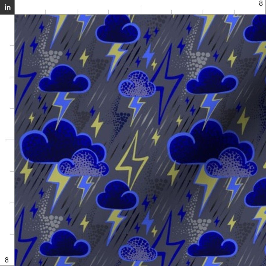 Lightning Storm Fabric Lightning Grey/blue by Andreaalice - Etsy