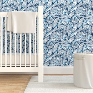 Blue Wallpaper Blue Curly Waves by Art of Sun Blue White Ocean Wave ...