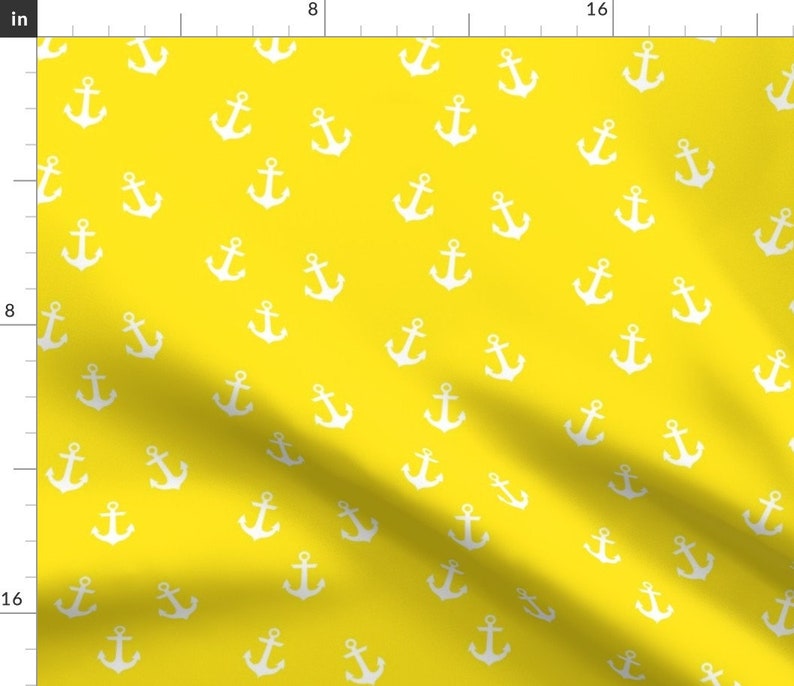 Yellow Anchor Fabric Anchors on Yellow by Modfox Yellow - Etsy