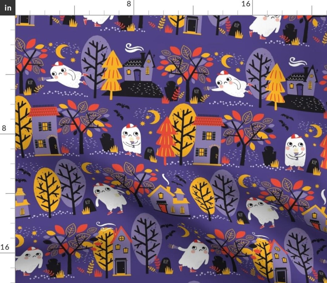 Spooky Ghost Fabric Ghosties Graveyard by Lizmytinger Haunted House ...