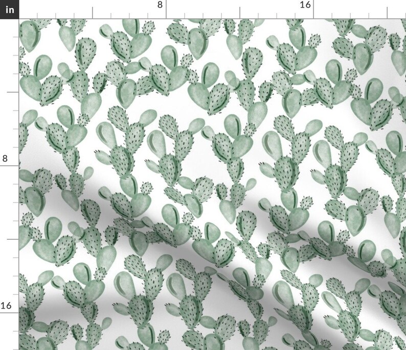 Bohemian Wedding Cacti Fabric Green Paddle Cactus // Small - Etsy