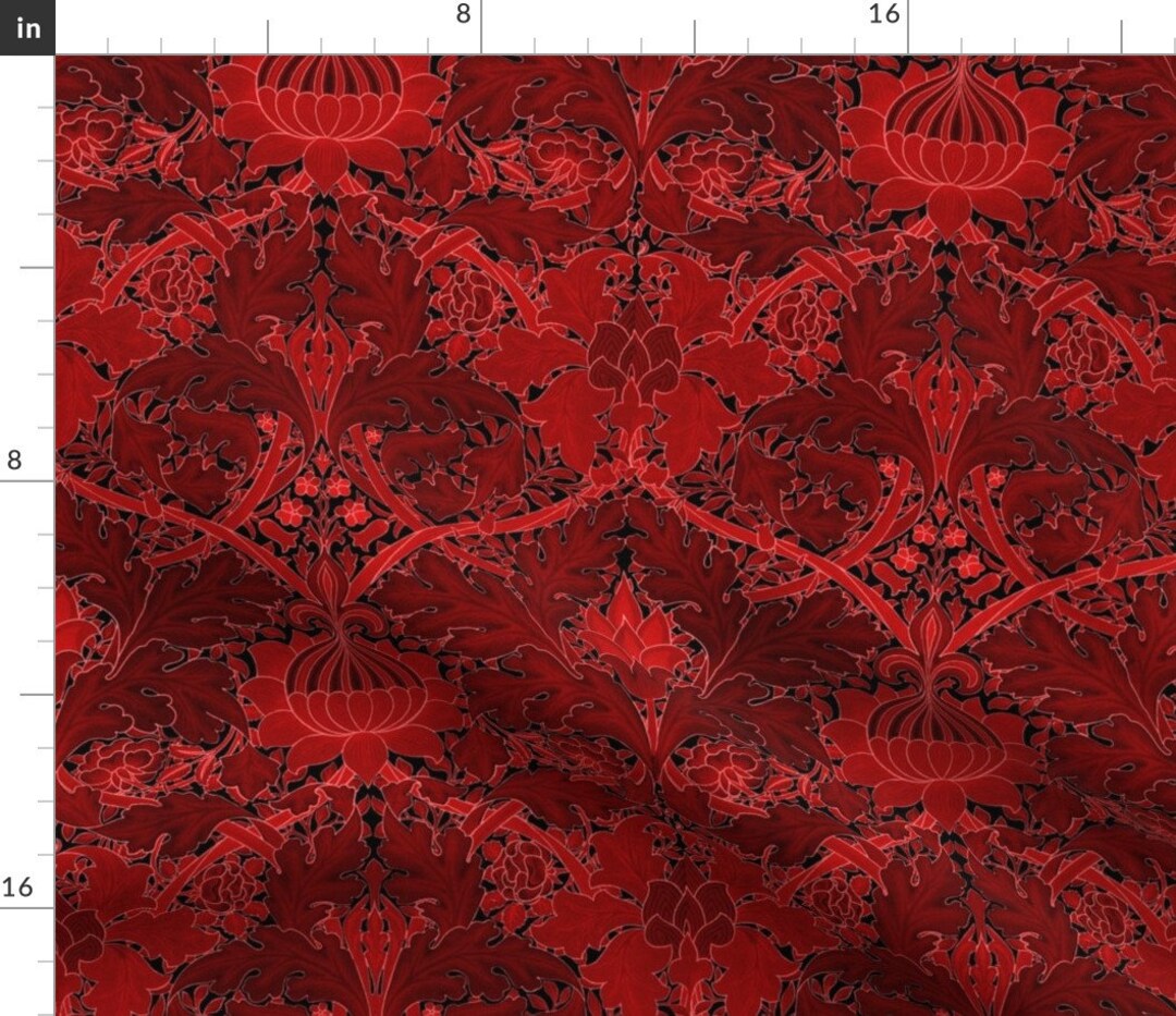Red Damask Fabric Ruby Damask by Peacoquettedesigns Gothic William ...