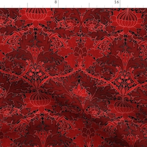 Red Damask Fabric Ruby Damask by Peacoquettedesigns Gothic William ...