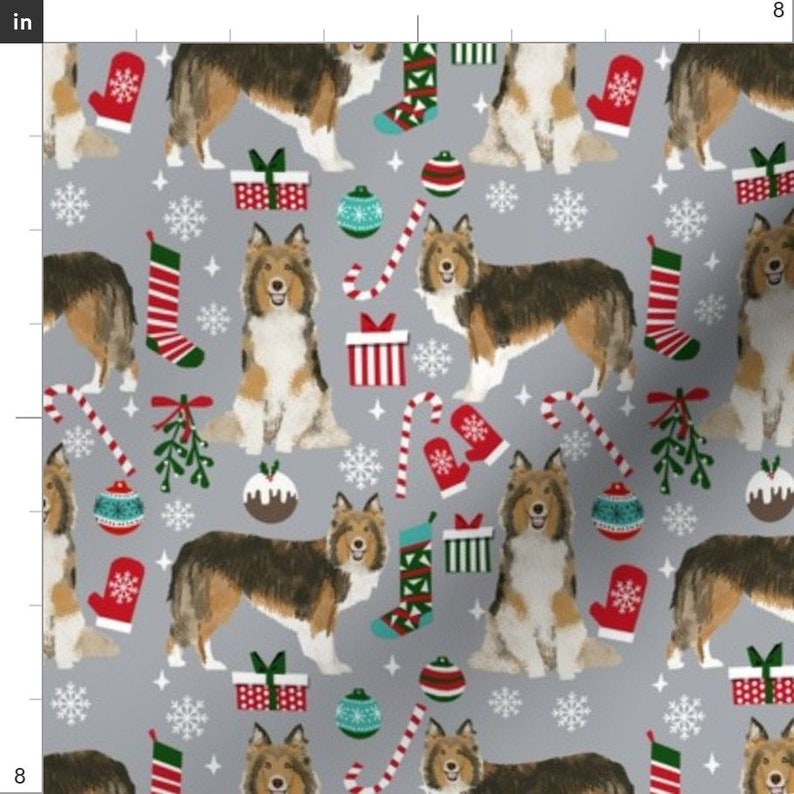 Sheltie Fabric Sheltie Christmas Fabric Xmas Holiday - Etsy