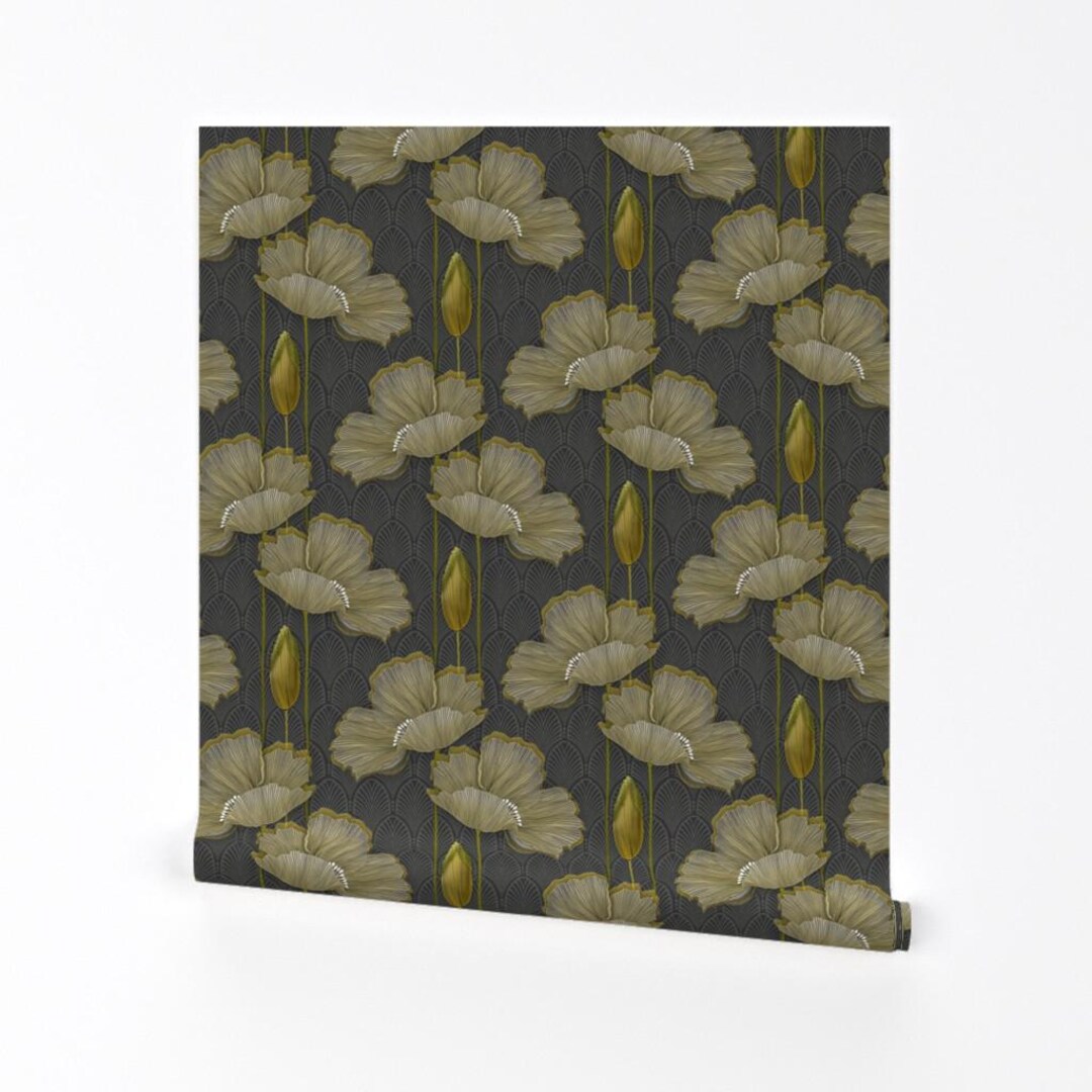 Art Decor Poppy Removable Peel and Stick Wallpaper - Vintage 1920s ...