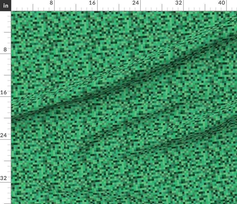 Green Geometric Pixels Fabric Pixel Squares Grass by - Etsy