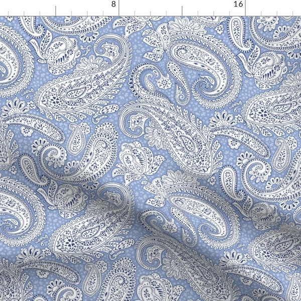 Blue Paisley Fabric - Etsy