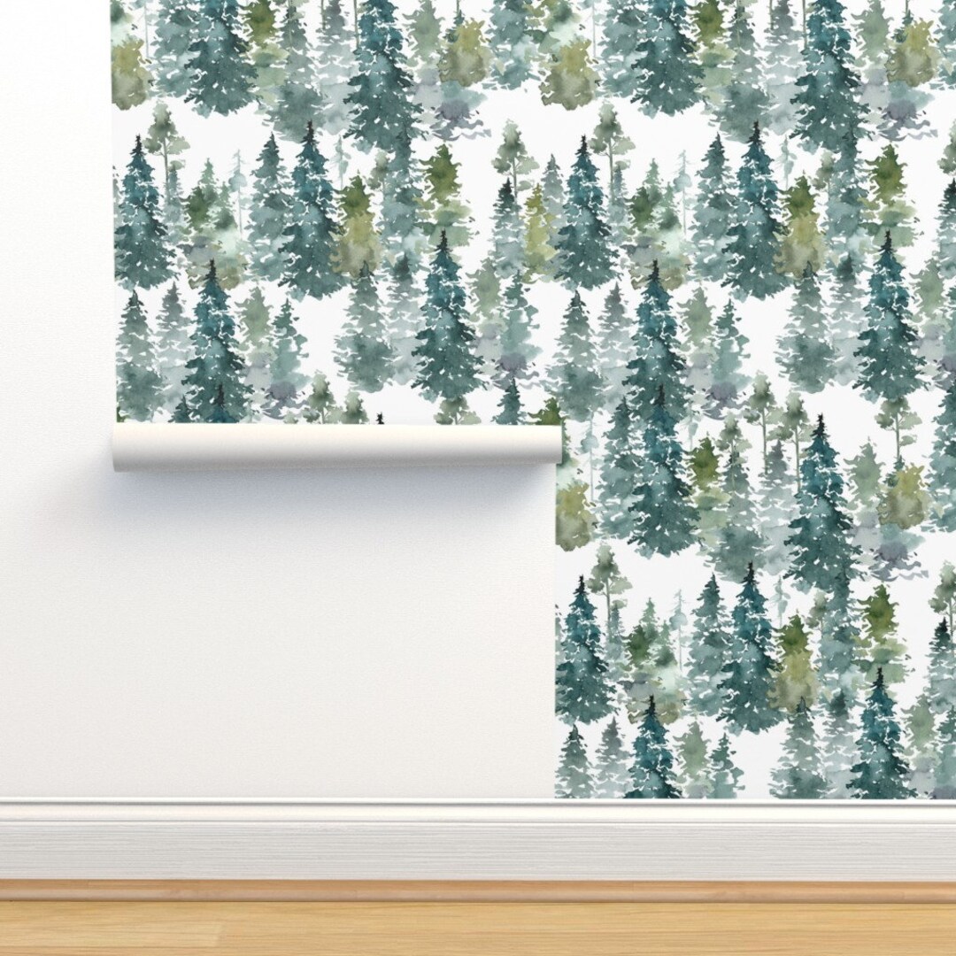 Woodland Wallpaper 8 Woodland Trees White by - Etsy