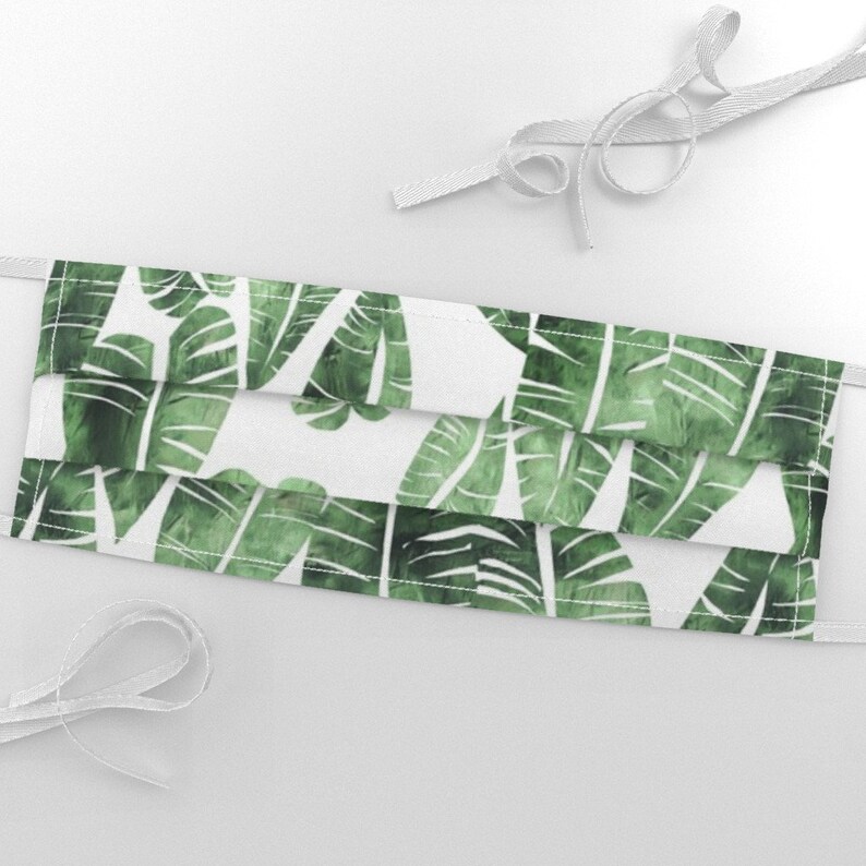 Leaves Fabric Goddess Leaf Green and White by Schatzibrown | Etsy