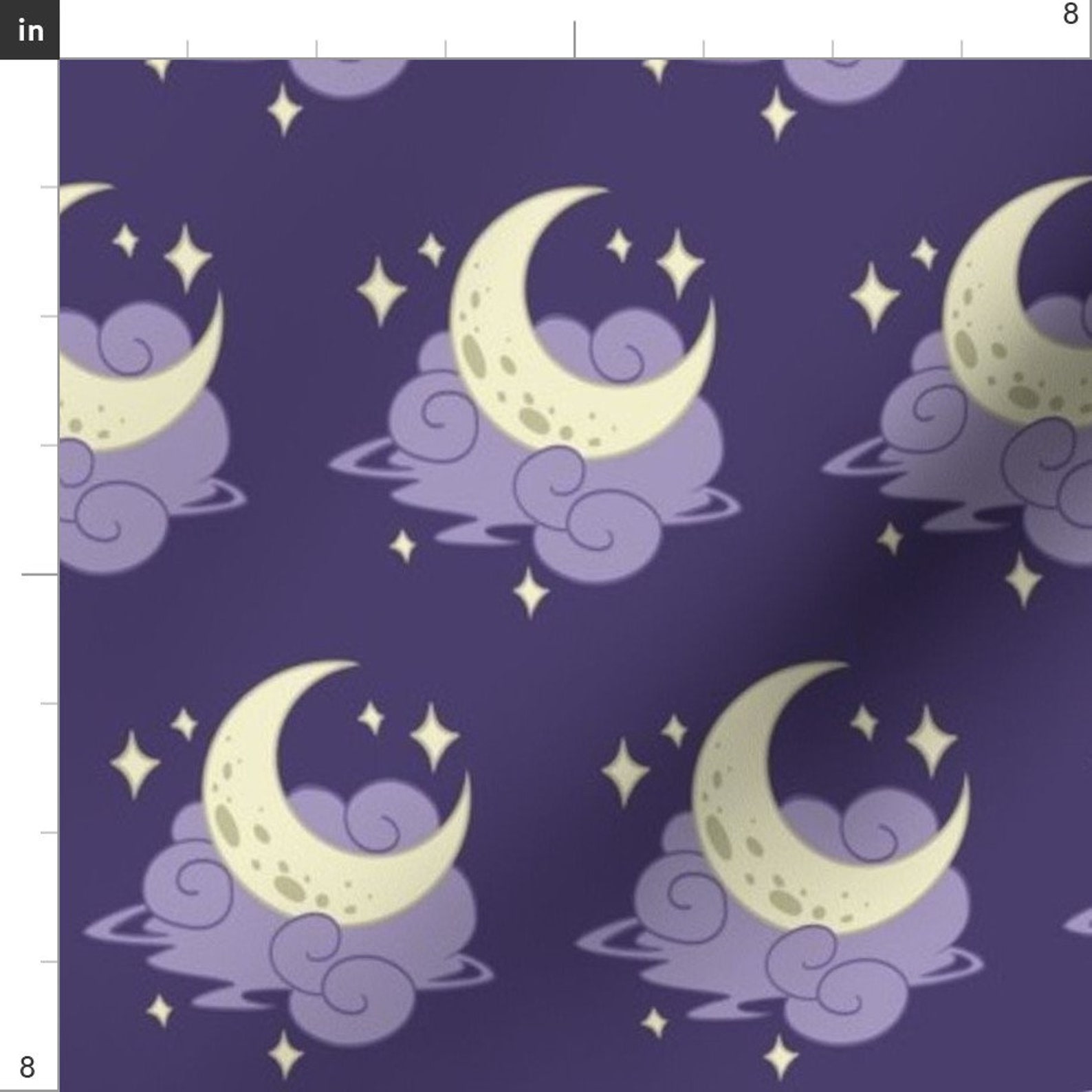 Purple Moon Fabric Purple Celestial by Rlfedun Purple Moon | Etsy