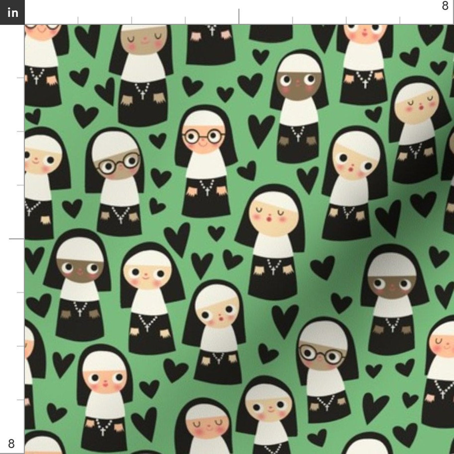 Nun Fabric Nuns on Mint by Heidikenney Sister Catholic - Etsy