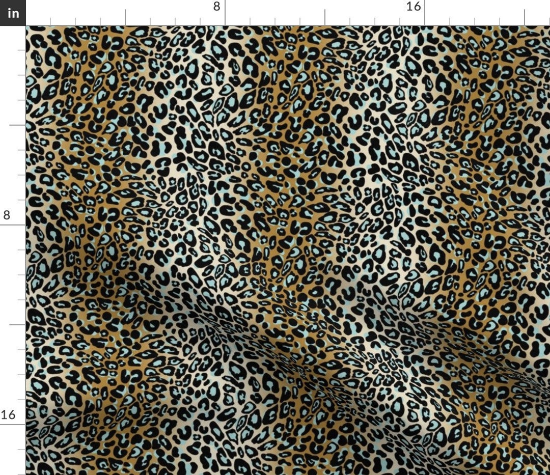 Animal Print Cheetah Fabric Leopard Camel-aqua-black by ...
