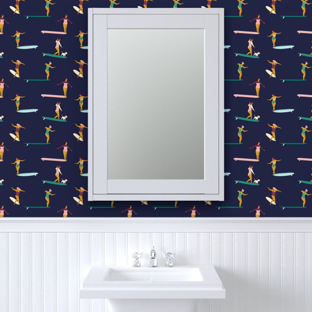 Surfing Wallpaper Soul Surfers Dark Blue by Tasiania Women - Etsy