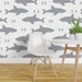 Gray Sharks Wallpaper Sharks Boys Nursery Shark by - Etsy