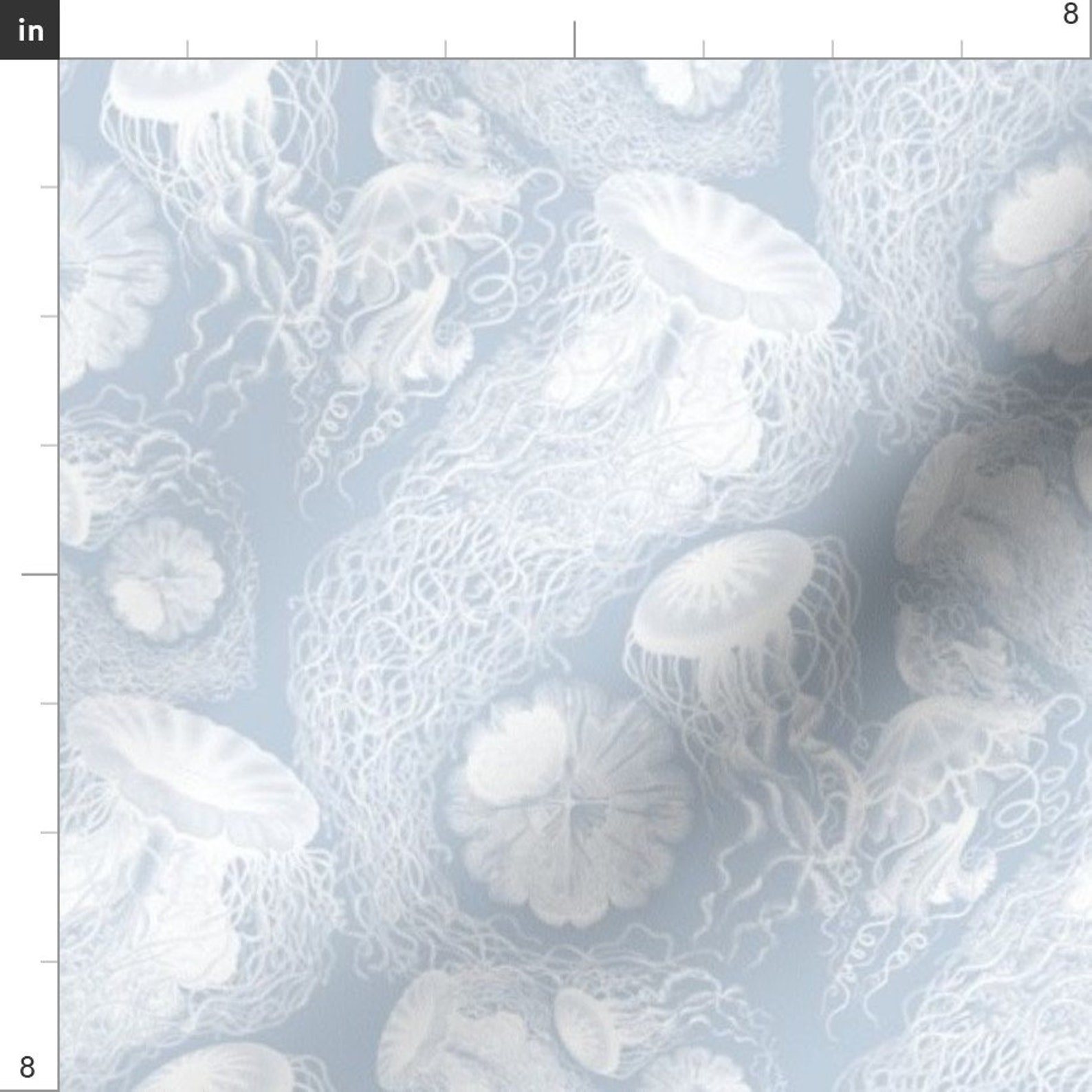 Jellyfish Fabric Jellyfish Versailles Fog and White Swarm by | Etsy