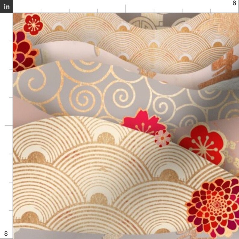 Red and Gold Ox Fabric Year of the Ox by Mido Studio 2021 - Etsy