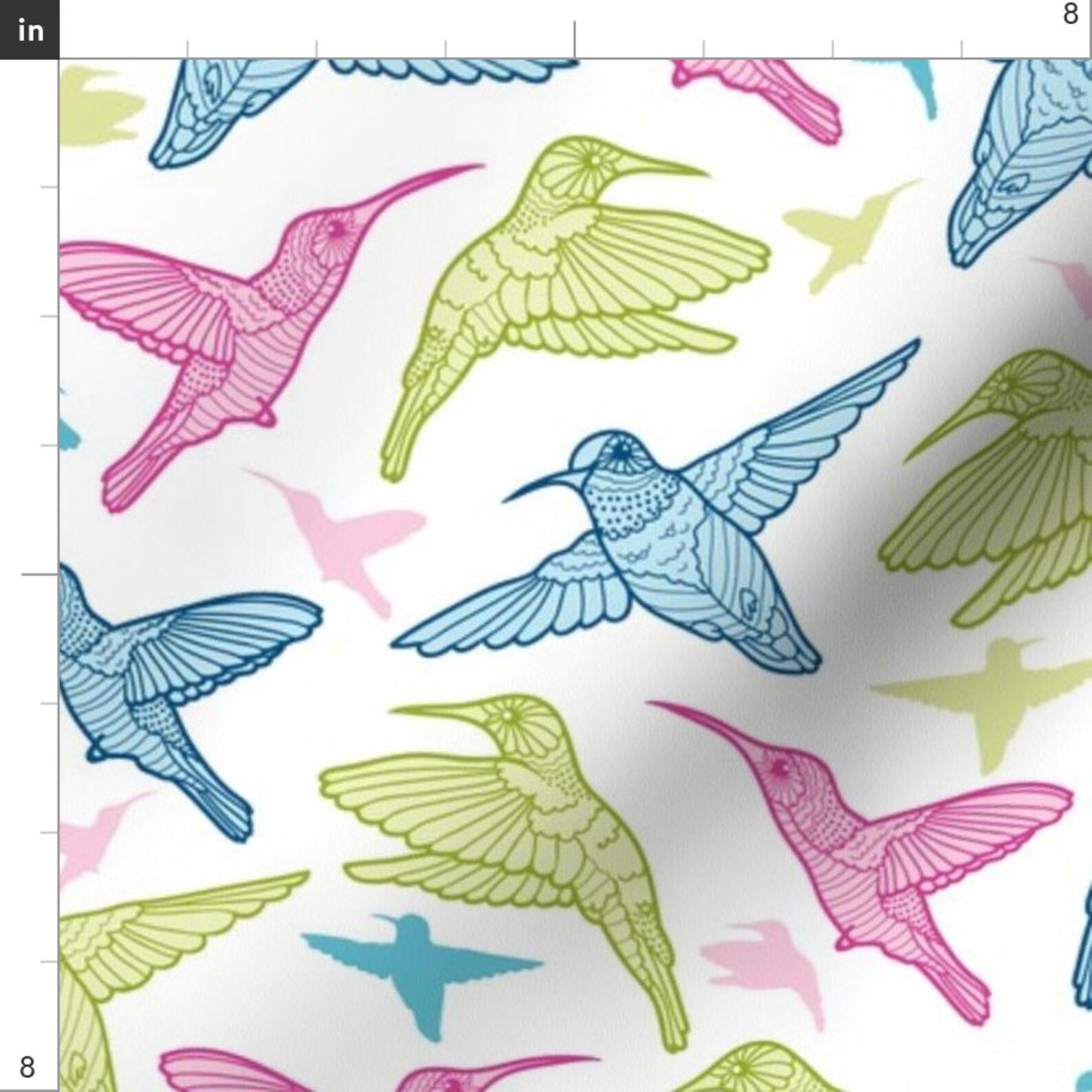 Flying Hummingbird Fabric Colorful Humming Birds by Oksancia - Etsy