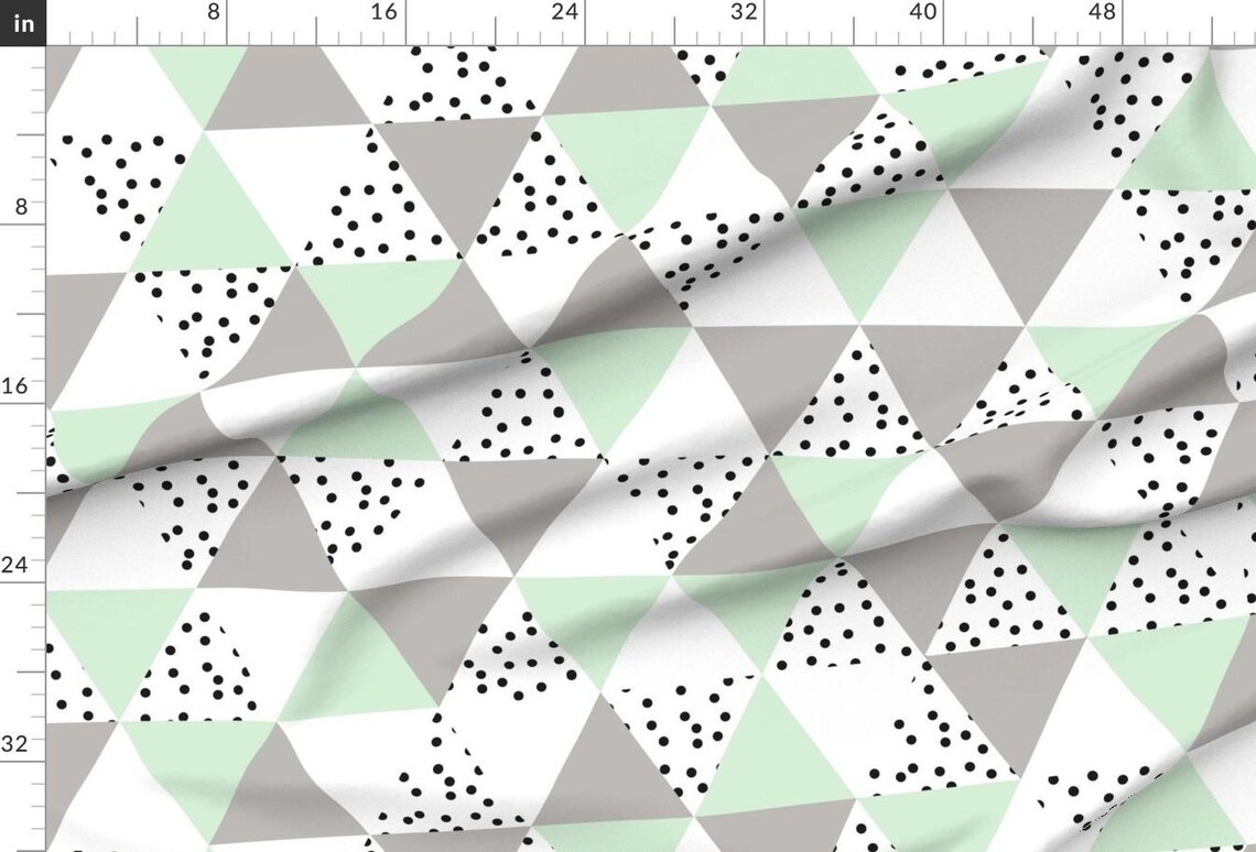 Triangle Fabric - Triangle Wholecloth // Mint + Gray + B/W Dots by ...