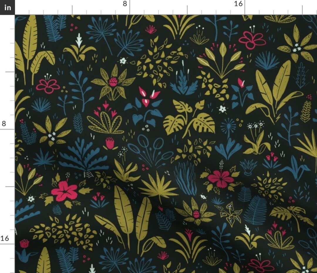 Tropical Botanical Fabric Dark Tropic by Caleb Luke Lin - Etsy