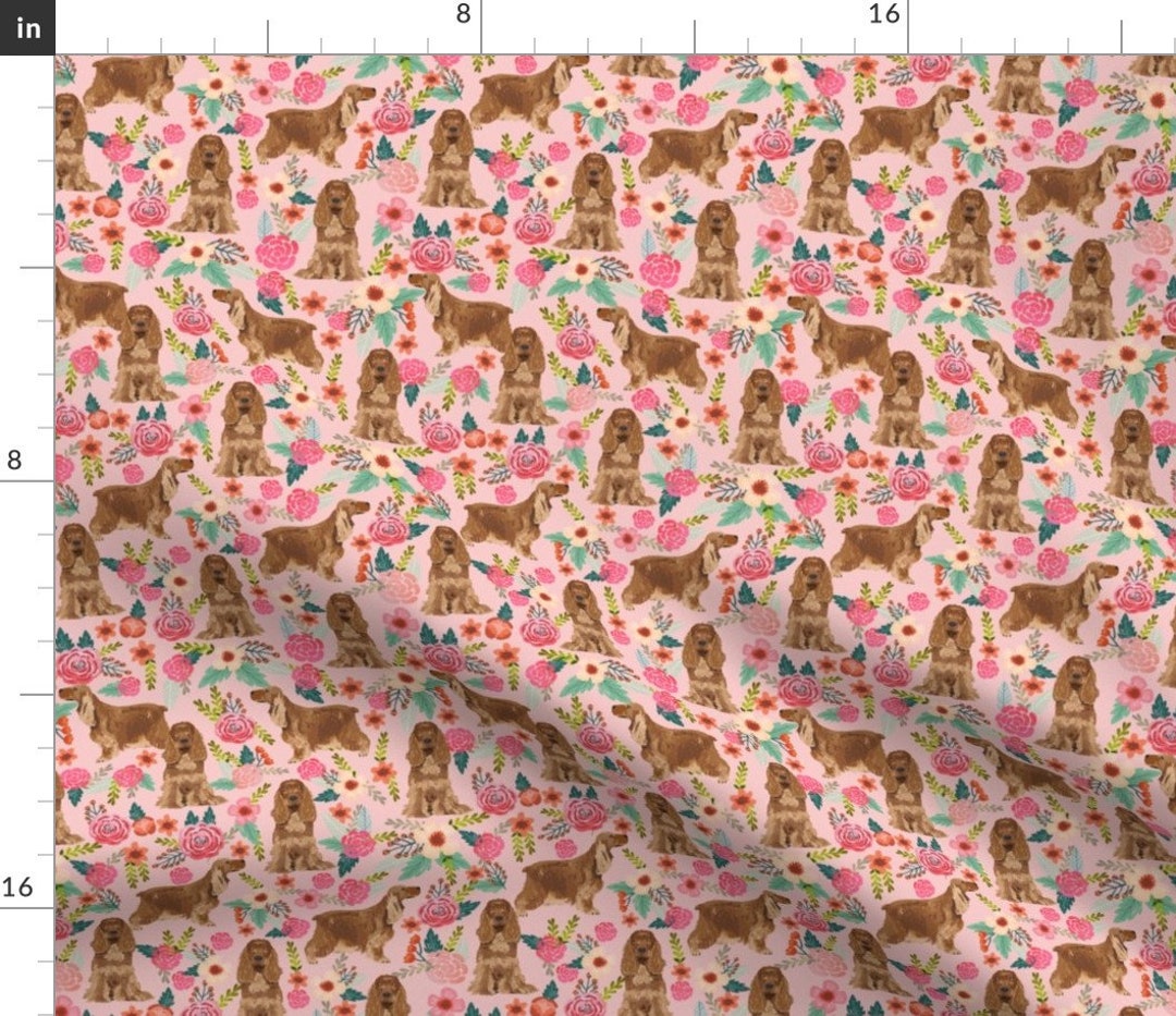 Cocker Spaniel Fabric Cocker Spaniel Florals Flowers Dog - Etsy