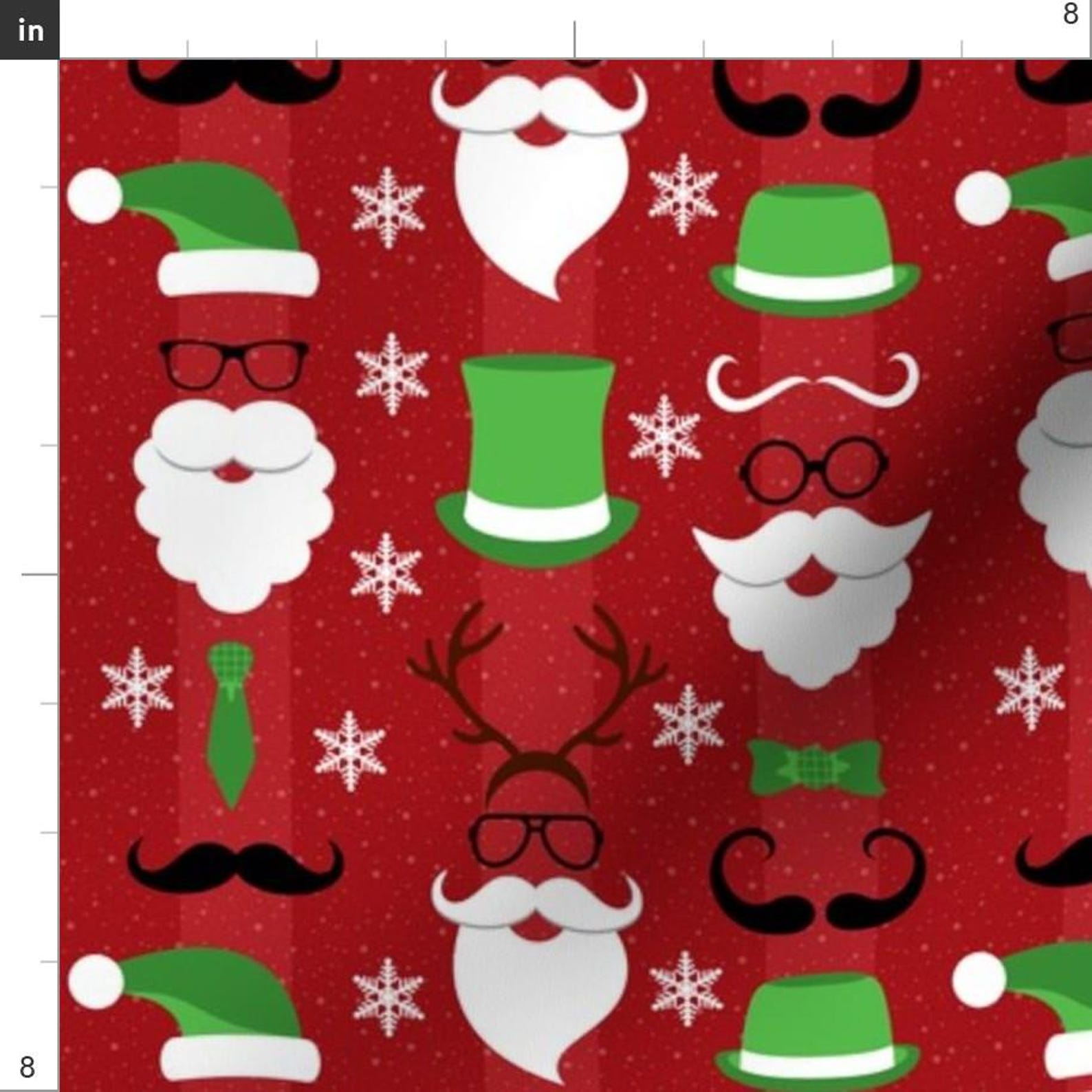 Hipster Santa Claus Fabric - Christmas Holiday Red Green by Khaus ...