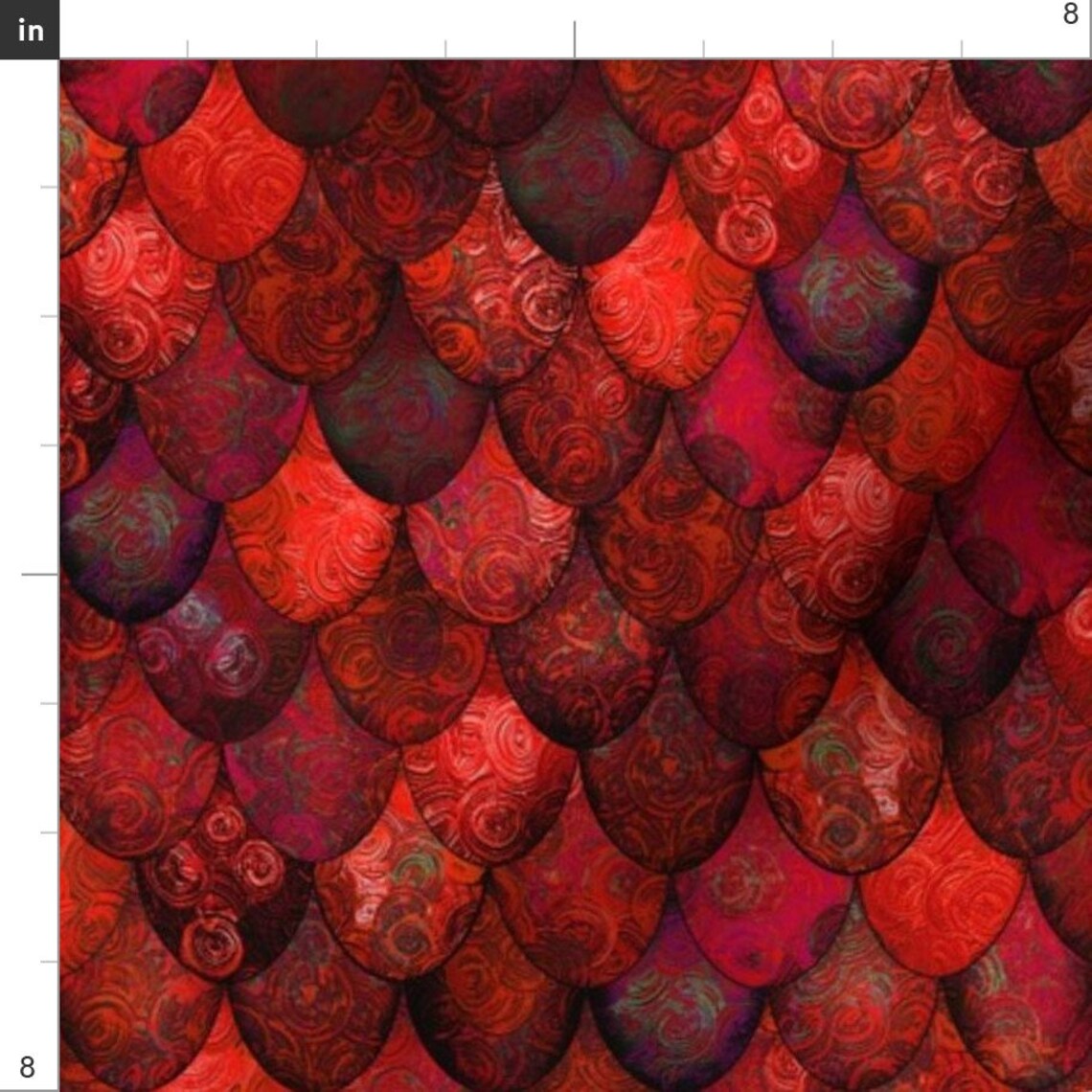 Mermaid Tail Red Scales Fabric Dark Red Mermaid or Dragon - Etsy