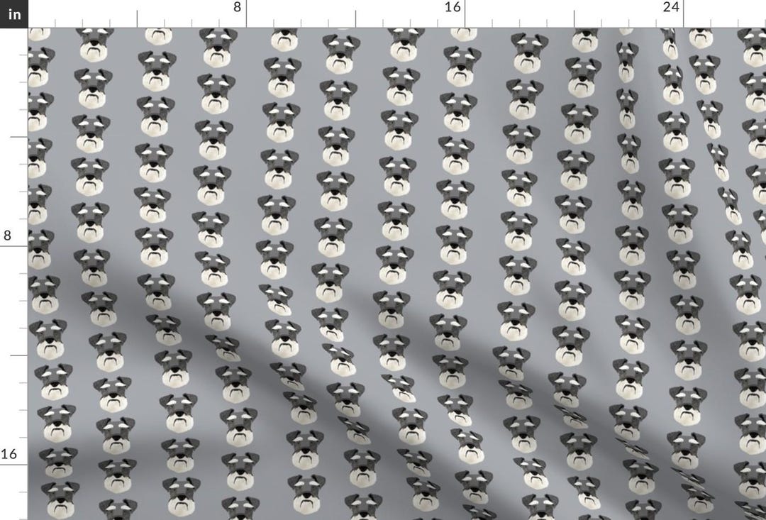 Schnauzer Fabric - Schnauzer Head by Petfriendly - Gray White Black ...
