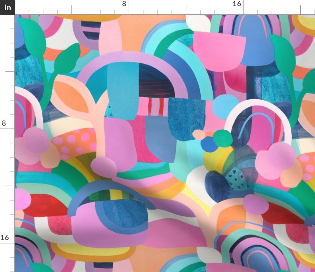 Abstract Art Fabric Sing A Rainbow by Elephantandrose Colorful Fun ...