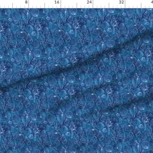 Blue Sea Shells Fabric How Blue is My Ocean by Robinpickens Watercolor ...