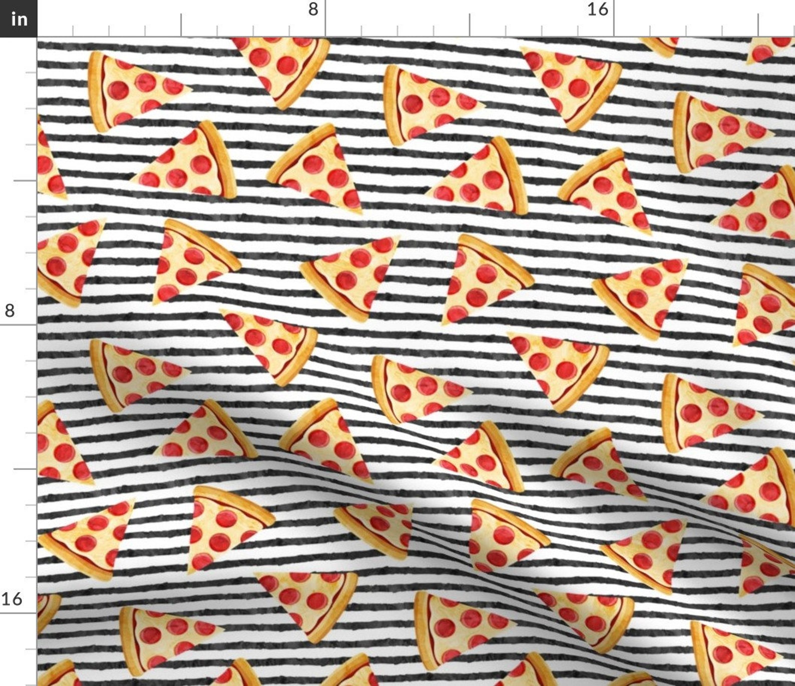 Stripy Pizza Slices Fabric Fabric Pizza on Stripes Fabric by - Etsy Canada