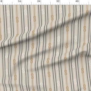 Nautical Stripe Fabric - Ecru Rope by Iaclinda - Navy Beige Ship Sea ...