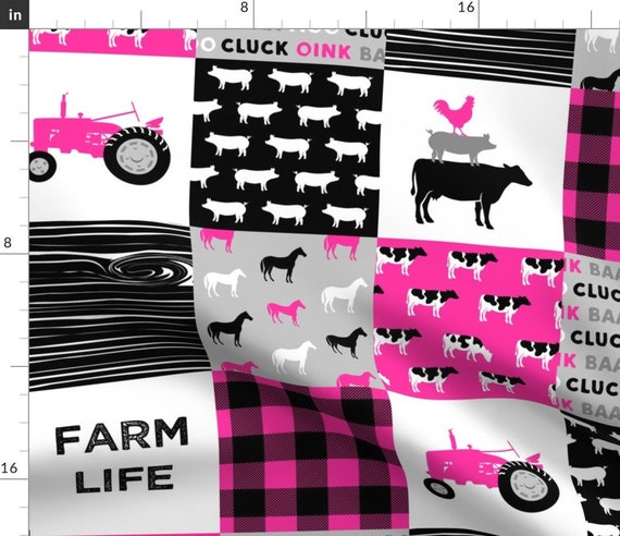 Farm Life Fabric Farm Life Farm Patchwork Fabric Bright - Etsy