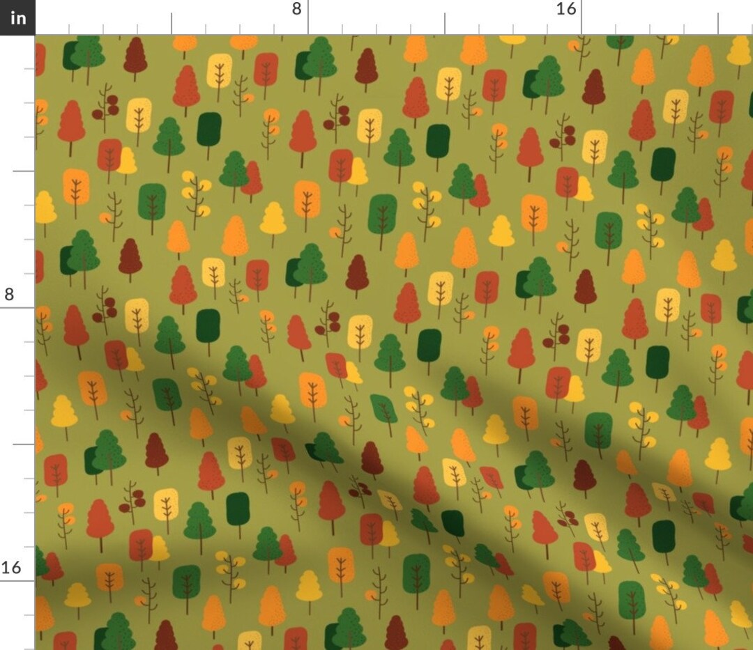 Autumn Trees Fabric Autumn Trees by Phillustrations Autumn Trees Forest ...