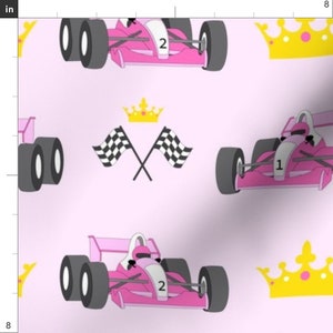 Race Cars Pink Fabric Princess Race Cars Pink Race Track by - Etsy