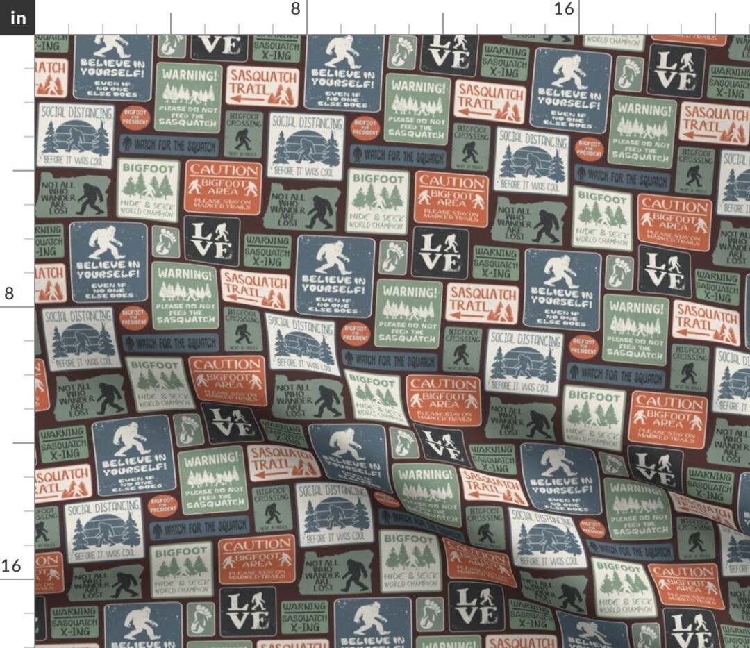 Bigfoot Fabric Bigfoot Crossing by Diseminger Sasquatch Oregon ...