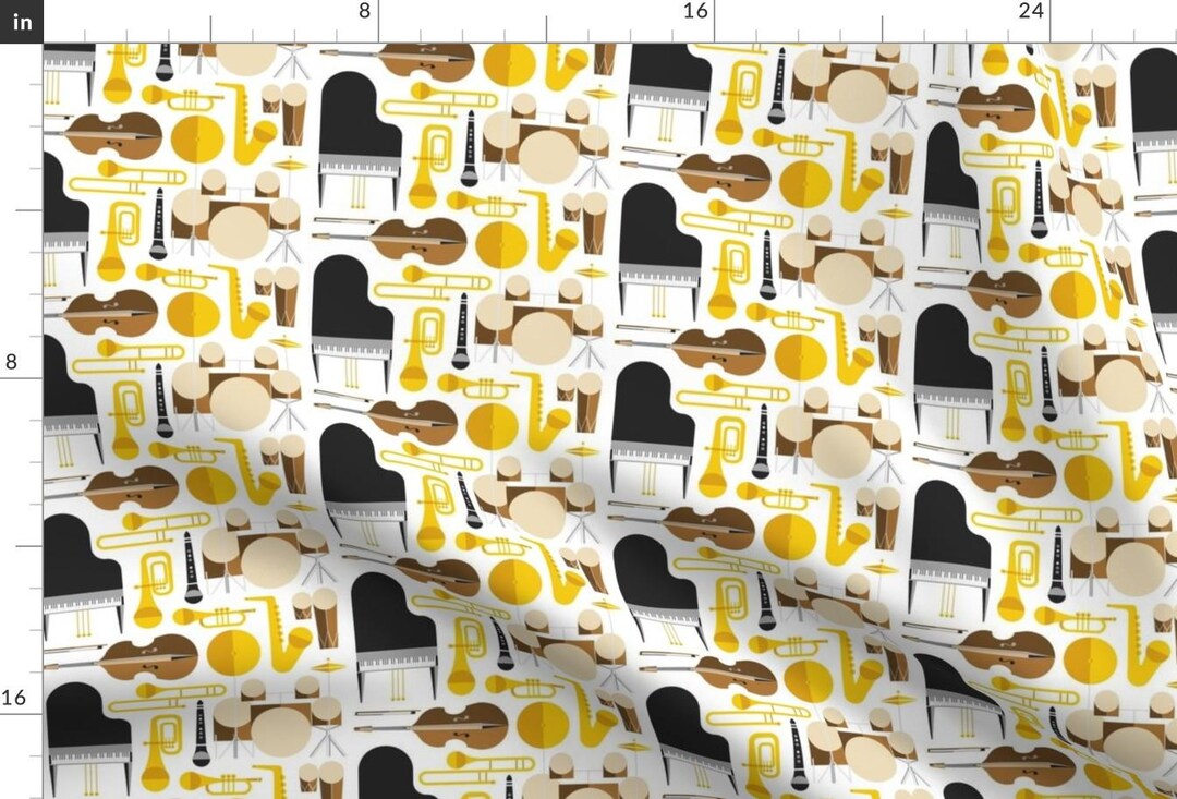 Jazz Fabric - Jazz Instruments by Analinea - Jazz Classroom Decor ...