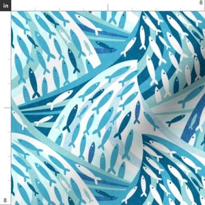 Blue Nautical Fabric Ocean-life by Gaiamarfurt Mod Fish - Etsy