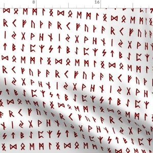 Nordic Rune Fabric - Nordic Runes // Red by Thinlinetextiles - Nordic ...
