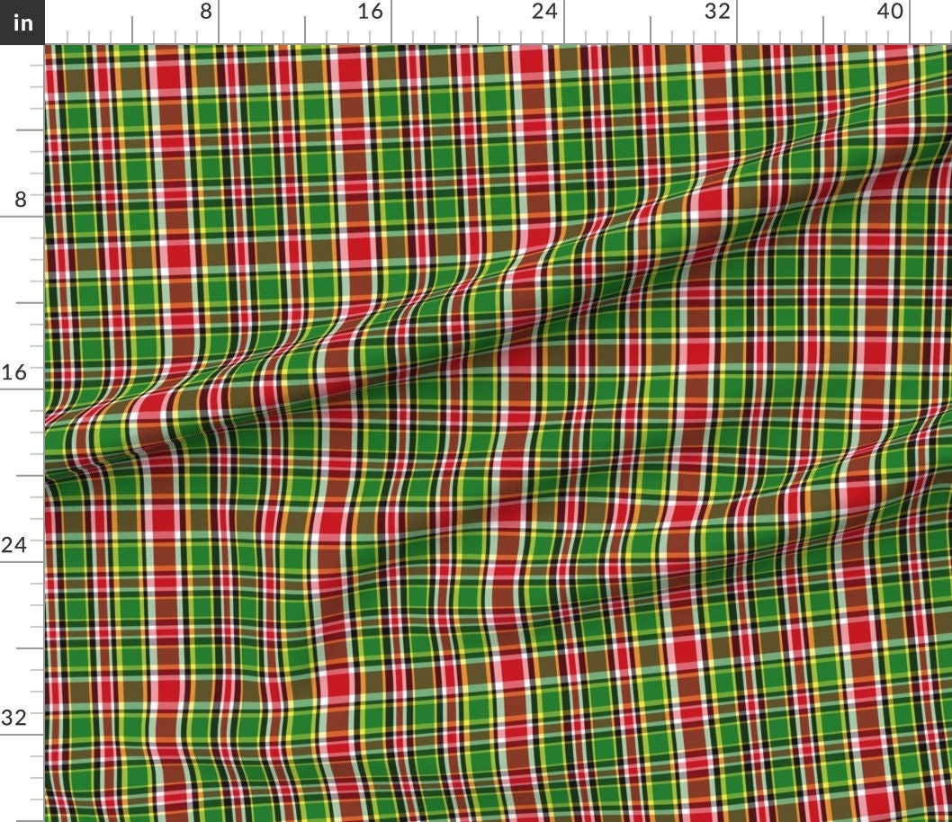 Christmas Plaid Fabric Christmas Plaid by Leroyj Red and | Etsy
