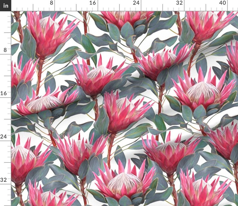 African Floral Fabric Painted King Proteas by Micklyn Pink | Etsy