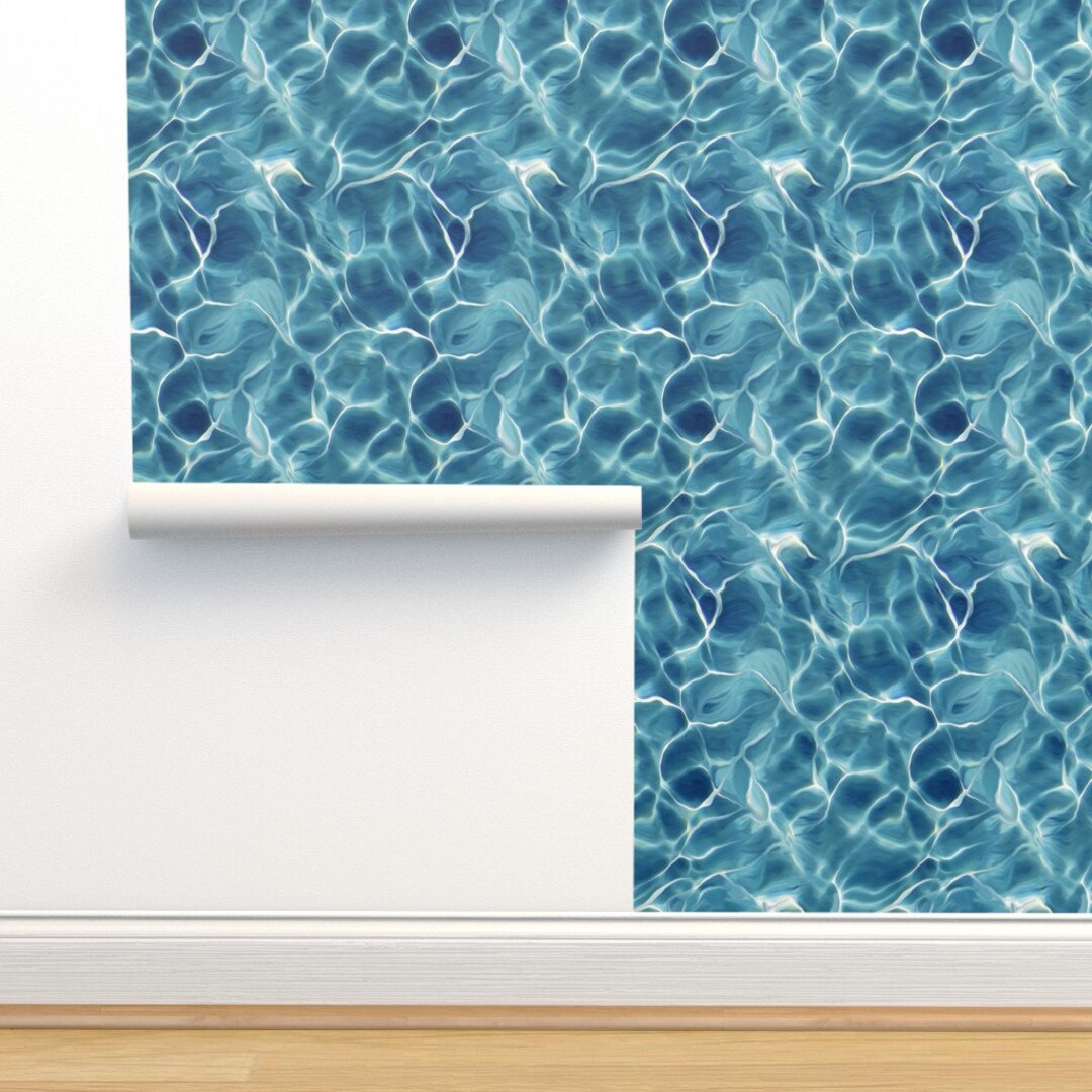 Pool Wallpaper Light Blue Ocean by Lauriekentdesigns Water - Etsy