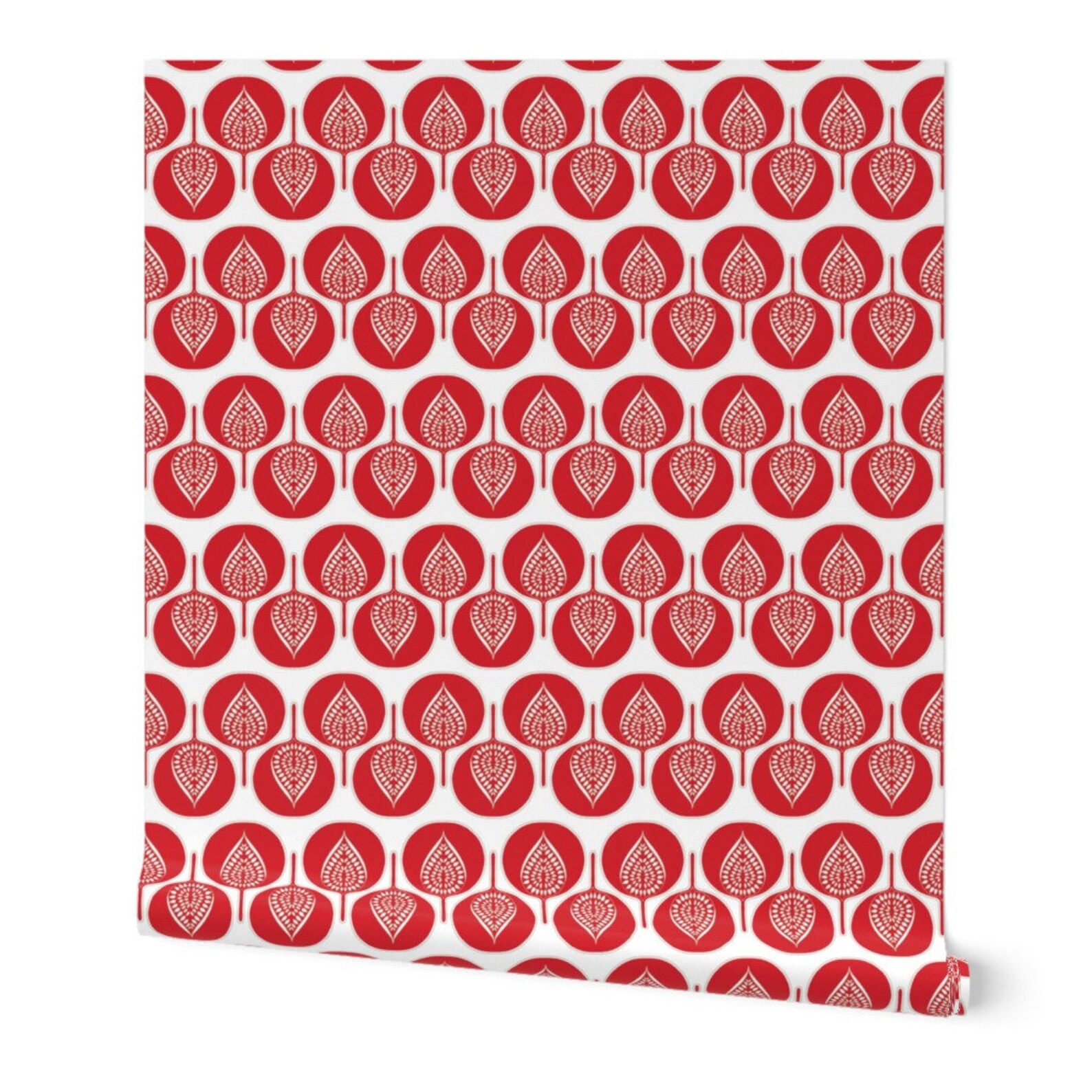 Mod Tree Wallpaper Tree Hearts in Red by Holli Zollinger - Etsy