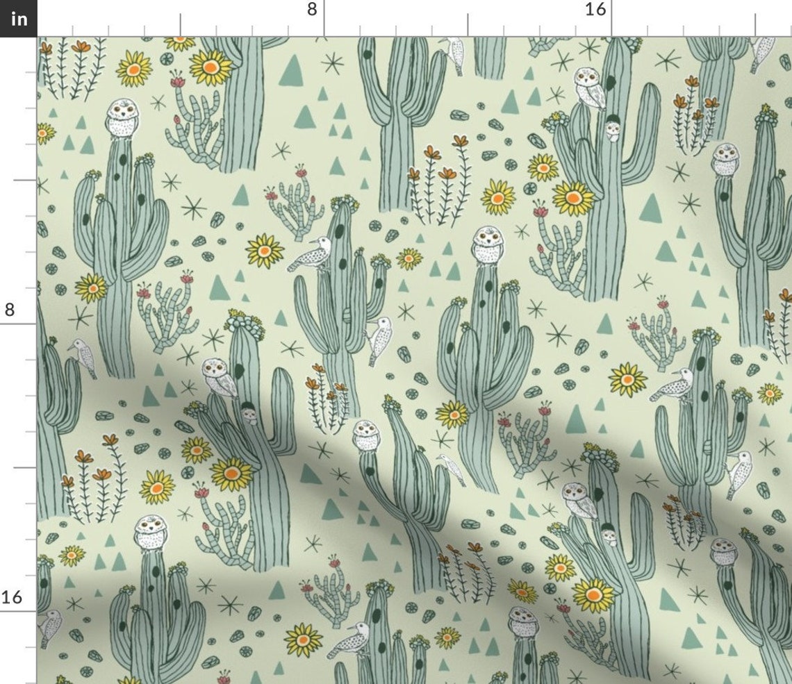 Saguaro Cactus Fabric Home on the Saguaro Light by - Etsy