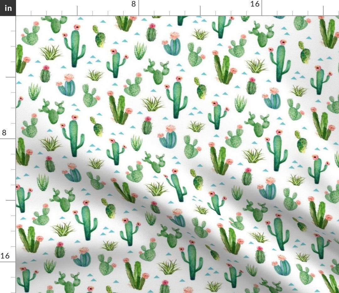 Watercolor Green Cactus Fabric Watercolor Cactus Garden - Etsy