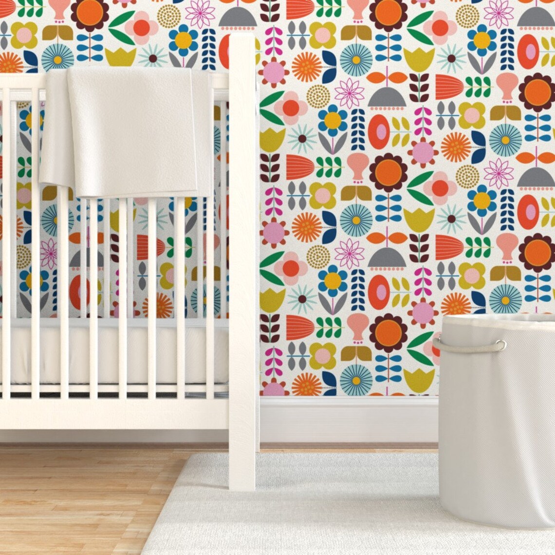 Scandinavian Floral Wallpaper Mod Scandinavian Garden by | Etsy