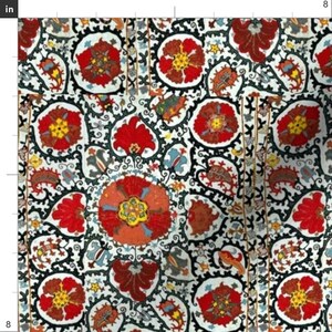 Russian Fabric - Intricate Filigree Red Poppy Traditional Folk Art ...