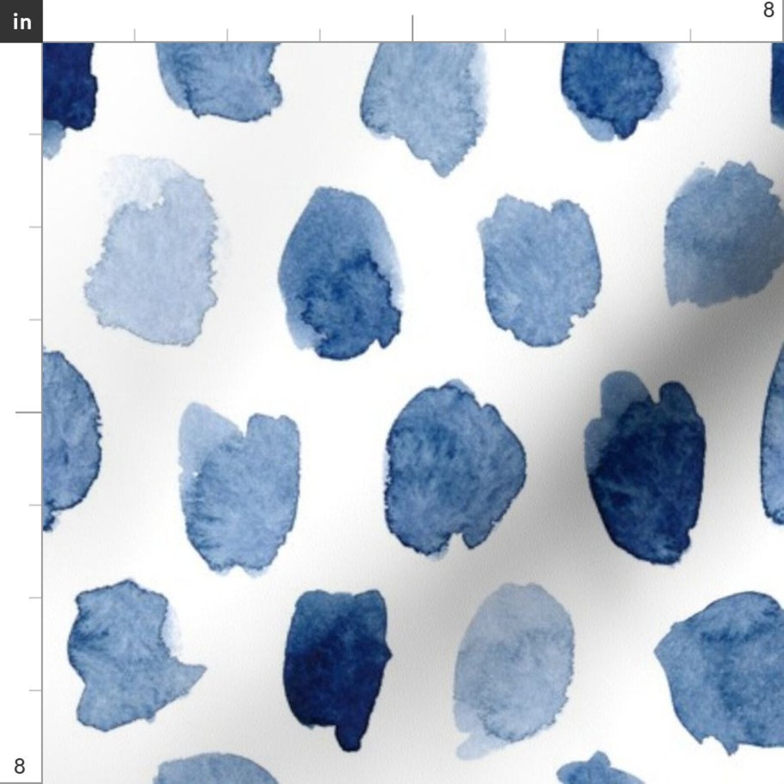 Blue White Watercolor Fabric Watercolor Abstract Shapes in - Etsy