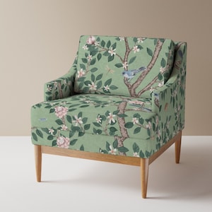 Green Chinoiserie Upholstery Fabric Elsie's Garden by - Etsy